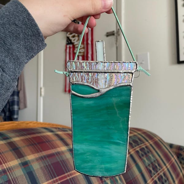 Stained Glass Heart Suncatcher Handmade Valentines Day Love Gift Deep ...