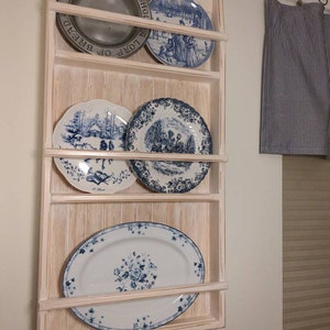 Rustic Plate Rack, Plate Display Rack, Vertical Hanging Plate Holder ...