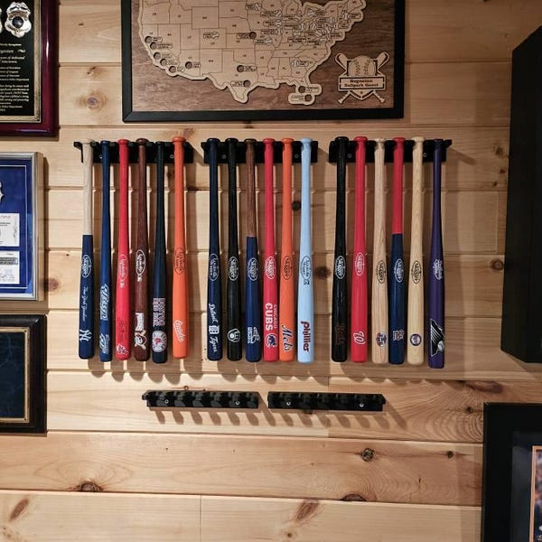 Mini Baseball Bat Rack Holder, Short - Display (2) Miniature Souvenir ...