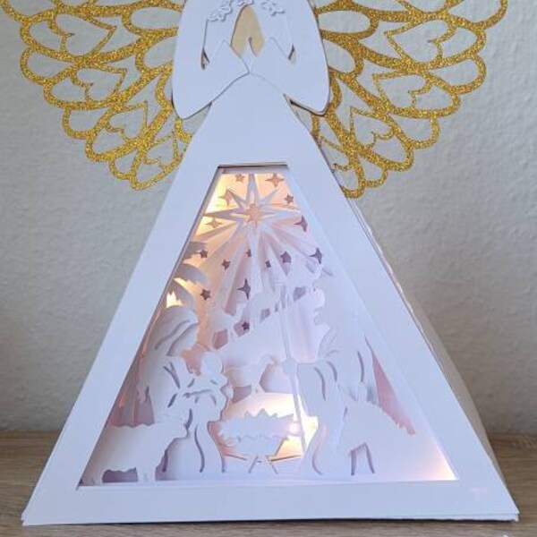 Angel Nativity Shadow Box Svg, Angel Shadow Box Svg, 3d Lantern Svg ...