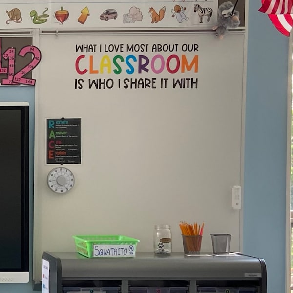 What I Love Most About Our Classroom - Classroom Decal - Rainbow Kids ...