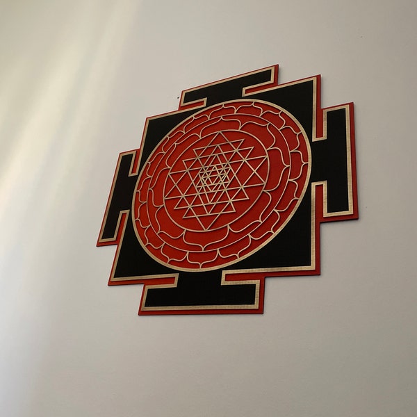 Orange Sri Yantra Wall Art , Laser Cut, Sacred Geometry, Sri Chakra ...