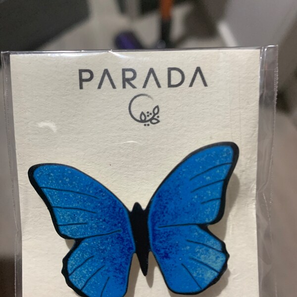 Blue Butterfly Pin, Handpainted Enameled Stainless Steel Butterfly ...