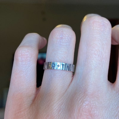 Engraved Ring Personalized Message Ring 4mm Hammered Ring Sterling ...