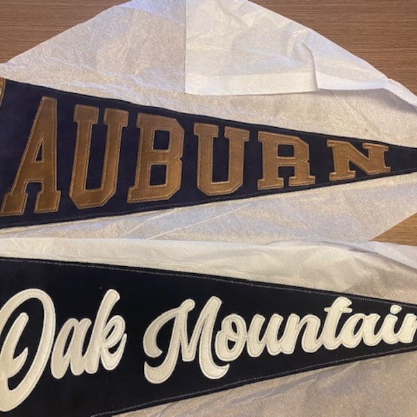 Large Single Word Custom Suede and Leather Pennant Flag Banner ...