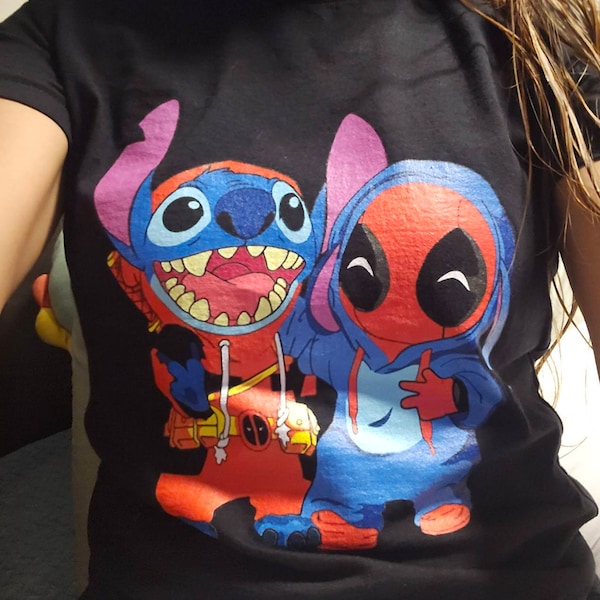 Deadpool and Stitch Friends T-shirt, 100% Cotton Tee (wr-137) - Etsy