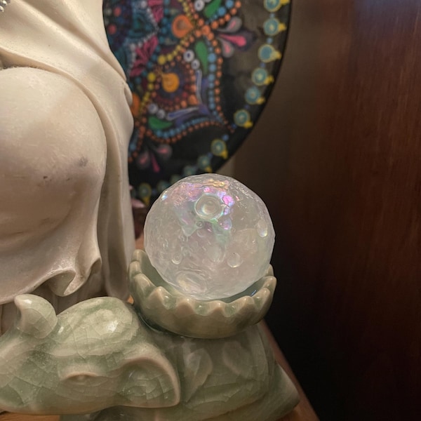 Angel Aura Quartz Moon Sphere, Rainbow Crystal Sphere Ball, Aura Quartz ...