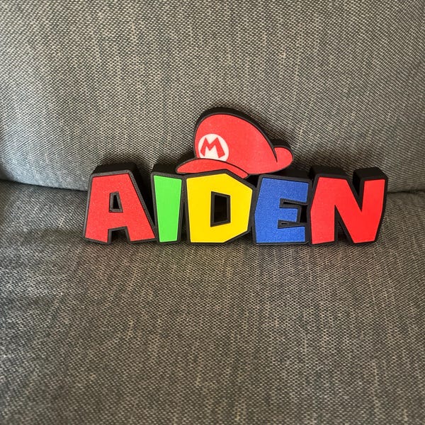 Custom Mario Name Sign Plate for Nursery Kids Room Game Room Mario ...