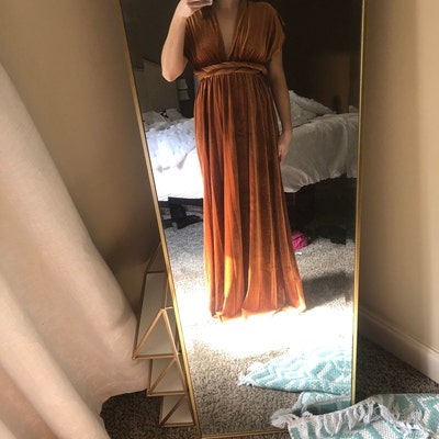 Copper Velvet Dress ,velvet Bridesmaid Dress , Velvet Long Infinity ...