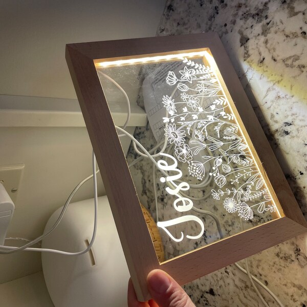 Garden and Floral LED Photo Frame Lamp | Personalized Light-up Name ...