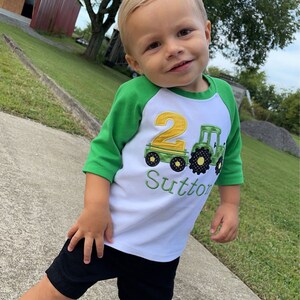 Monogram Tractor Birthday Raglan Tee, Farm Birthday Shirt, Tractor ...