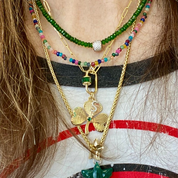 Carabiner Chain Necklace, Link Bar Carabiner Lock Chain, 14k Yellow ...