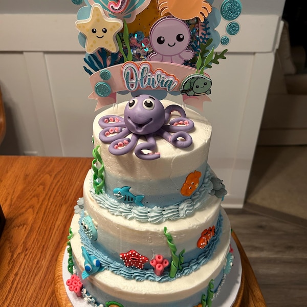UNDER THE SEA Animals Edible Sugar 12 Pieces Cupcake or Cake Toppers by ...