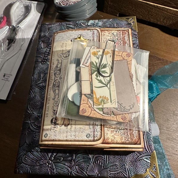 Tea Party Trifold Folio Junkjournal Kit Vintage DIY Mini Folio Junk Journal Kit Digital Folding ...