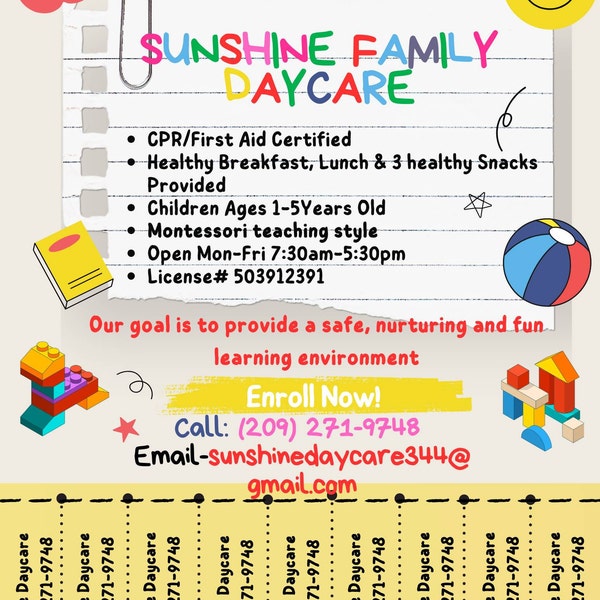 Childcare Business Card, Daycare Business Card, Editable Daycare ...