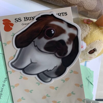 Broken Chocolate Tort Lop Rabbit Sticker Printed Chibi Bunny Vinyl ...
