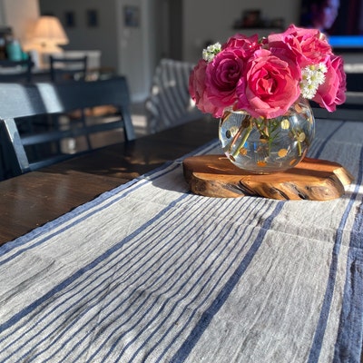 French Style Linen Table Runner, Striped Linen Table Runner ...