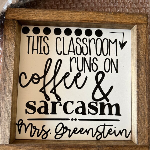 Teacher Gift/ Classroom Runs on Coffee - Classroom Decor - Teacher Gift ...