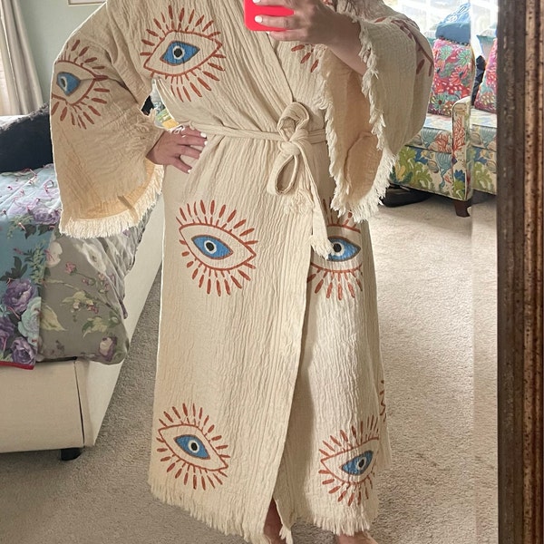 Handmade Boho Festival Kimono, Boho Beachwear, Bathrobe, Spa Robe ...