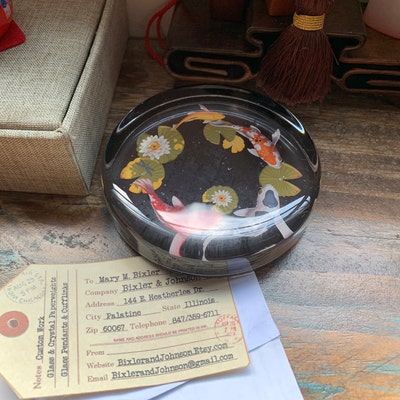 Koi Paperweight, Water Lily Paperweight, Gift for Her, Fish Paperweight ...