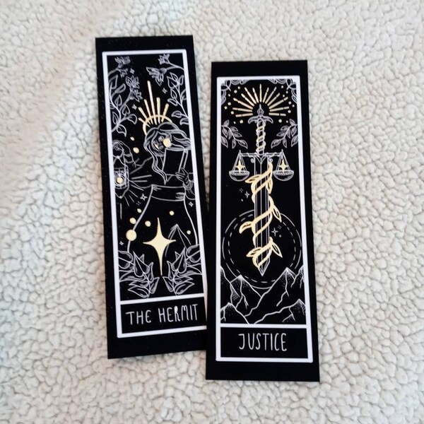 Tarot Justice and the Hermit GOLD FOIL Bookmark, Justice Bookmark ...