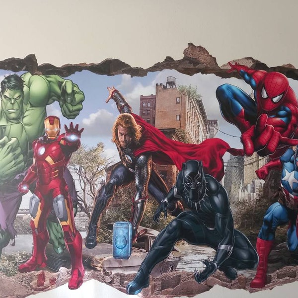Superheroes Avengers Spiderman Hulk Ironman Wall Sticker Decal Mural ...