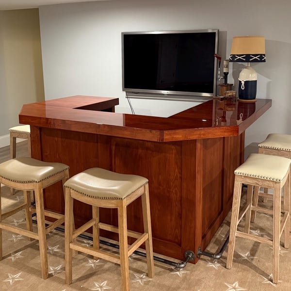 U Shape Solid Wood Bar Indoor Bar - Etsy