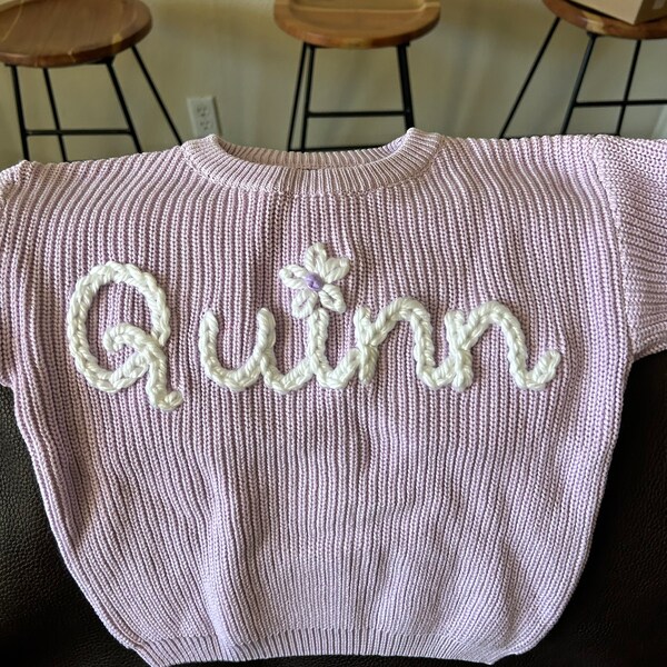 Oversized Hand Embroidered Beach Babe Starfish Shell Sun Knit Sweater ...