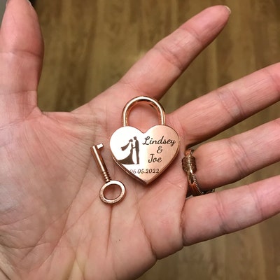 Wedding Lock Padlock With Key Heart Lock Love Lock Custom - Etsy