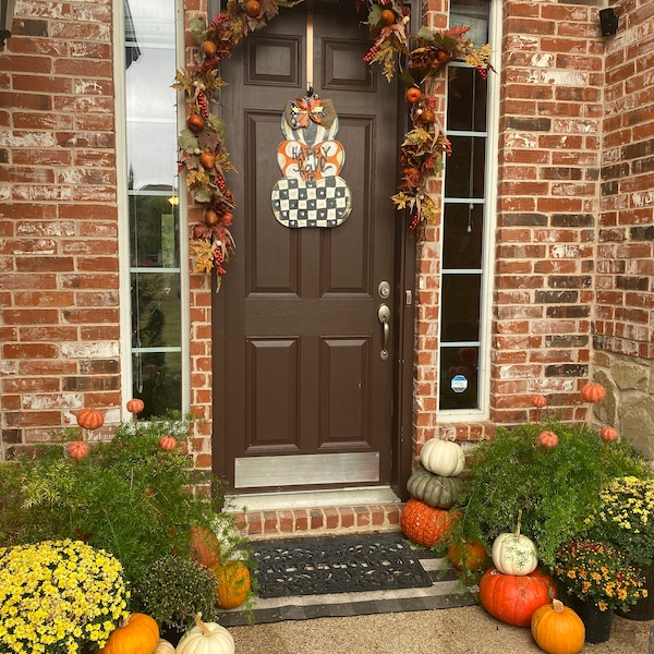 Halloween Door Hanger - Fall Door Hanger - Pumpkin Door Decor - Autumn ...