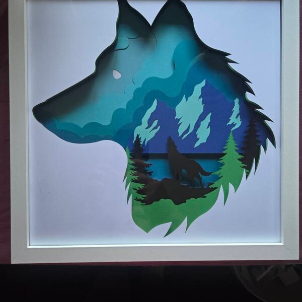 3D Wolf Shadow Box SVG: Layered Papercut Template - Etsy