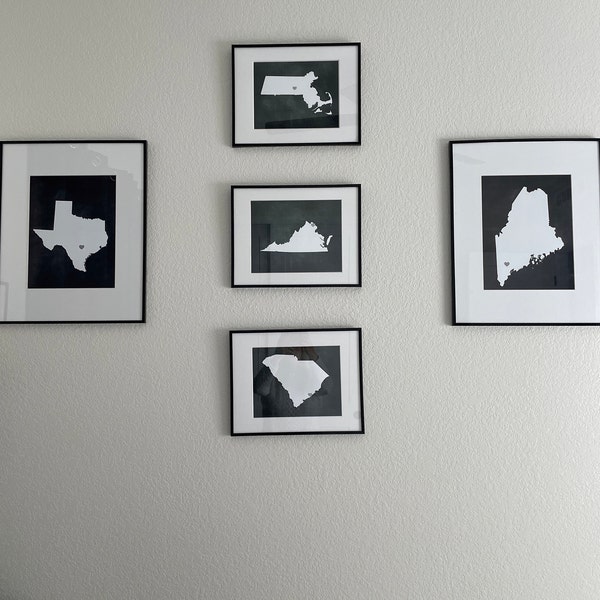 State Map Gift. State Art. Heart Over City. Personalized State Map ...
