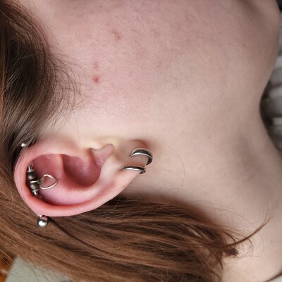 Mini Heart Industrial Barbell Piercing 16G or 14G Ear Jewelry 1 1/4 or ...