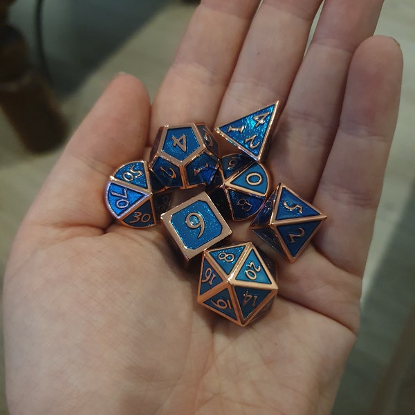Dice-solid Metal Dice Set-dnd Dice-polyhedral Dice Set-for Tabletop D20 ...