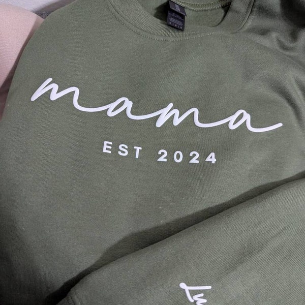 Personalized Mama Est Sweatshirt With Kid Names on Sleeve, Mothers Day ...