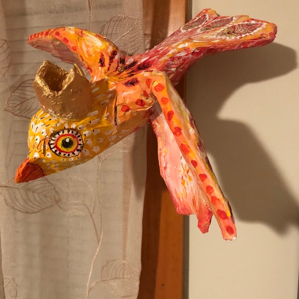 Pig Flying Paper Mache Folk Art Sculpture Handmade - Etsy