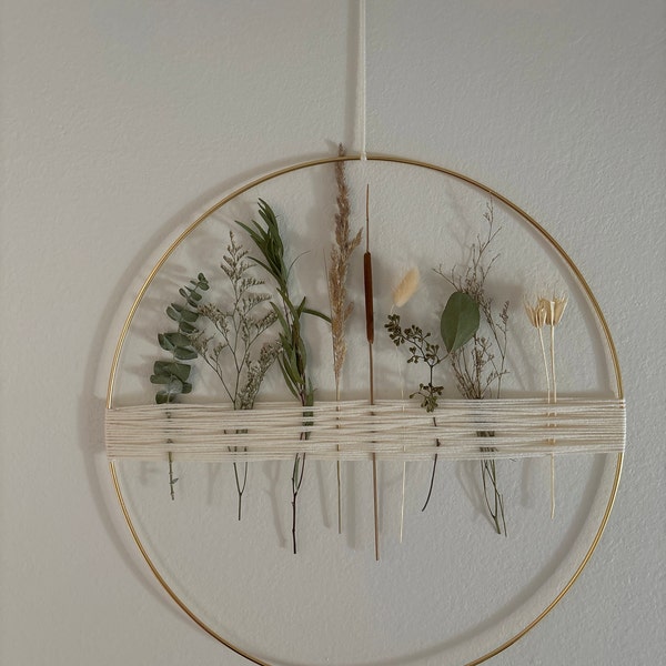 Wildflower Minimalist Boho Wreath Dried Flower Decor Eucalyptus Modern ...