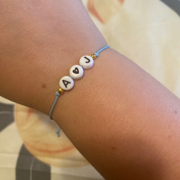 Custom Beaded Letter Name Friendship Bracelet ~ Minimalistic Elastic ...