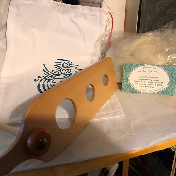 Mayan Spindle Kit With Wool Fiber and Hand Painted Pouch Bag - Etsy