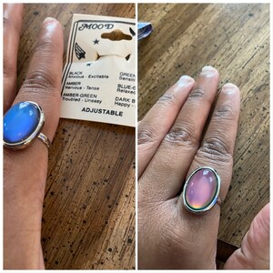 Classic 90s Deadstock in the Mood Ring Adjustable / Silver / Oval - Etsy