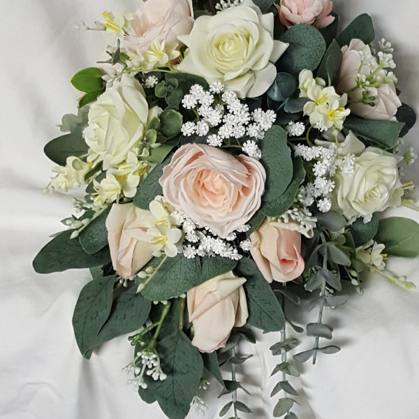 Ivory Cream Roses Real Touch Silk Latex Roses Wedding Flowers DIY Silk ...