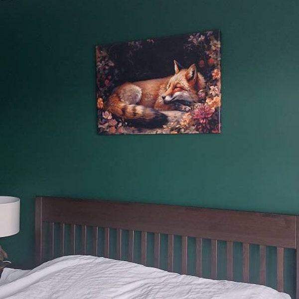 Red Fox in Meadow Rustic Dark Cottagecore Farmhouse Decor Academia ...