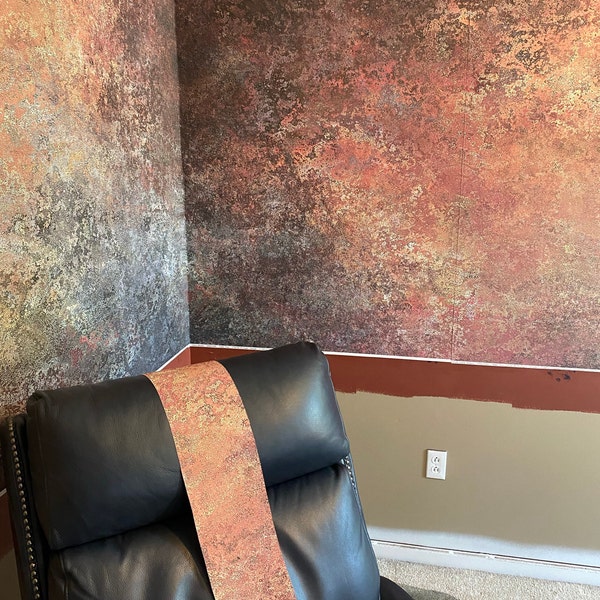 Rusty Copper Metal Wallpaper Peel and Stick Industrial Distress Wall ...
