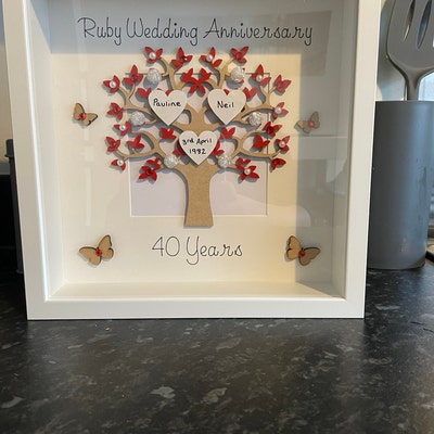 Ruby Wedding Anniversary Frame, Wedding Gift, Personalised, 40th ...