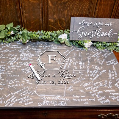 3D Wedding Guest Book Alternative Rustic Guest Book Sign - Etsy