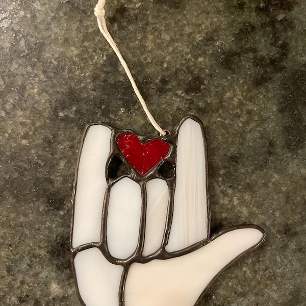 Ily Asl, Stained Glass Ornament, Asl I Love You With Heart, Asl Gift ...