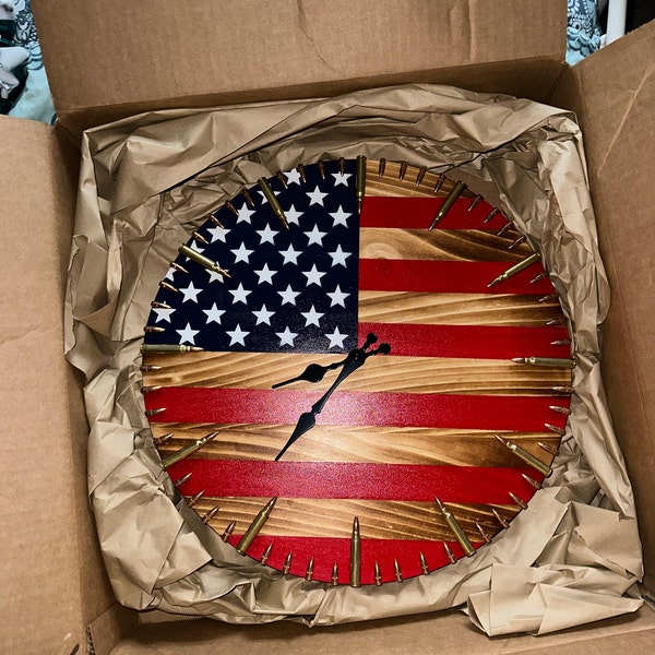American Flag Clock,rustic USA Clock,patriotic Wall Clock,usa Flag ...