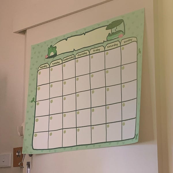 Kawaii Frog, Cute Froggy, Undated Digital Calendar/planner, Printable ...