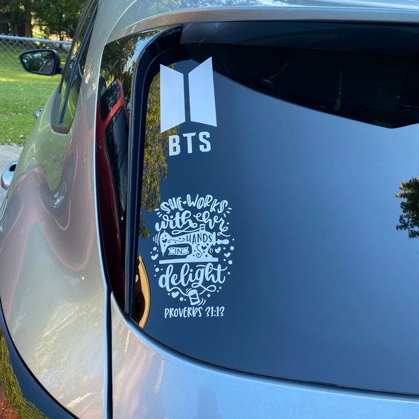 BTS Set of 2 6 BTS White Vinyl Decal Sticker for Car Window, Yeti ...