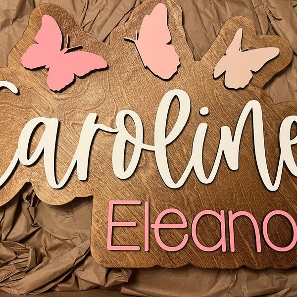 Butterfly Name Sign, Nursery Name Sign, Butterfly Nursery Decor, Name ...
